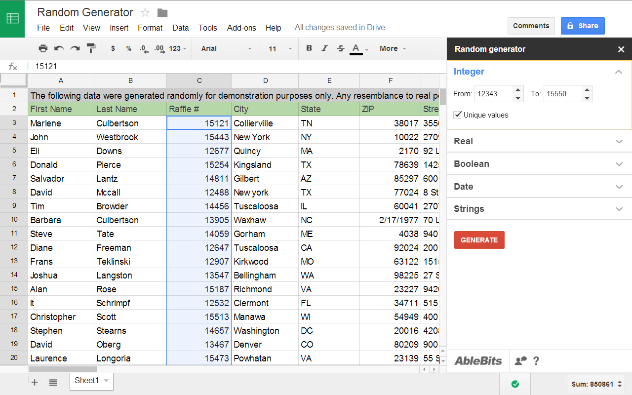 Google Excel Spreadsheet Pertaining To Generate Random Values In Google 