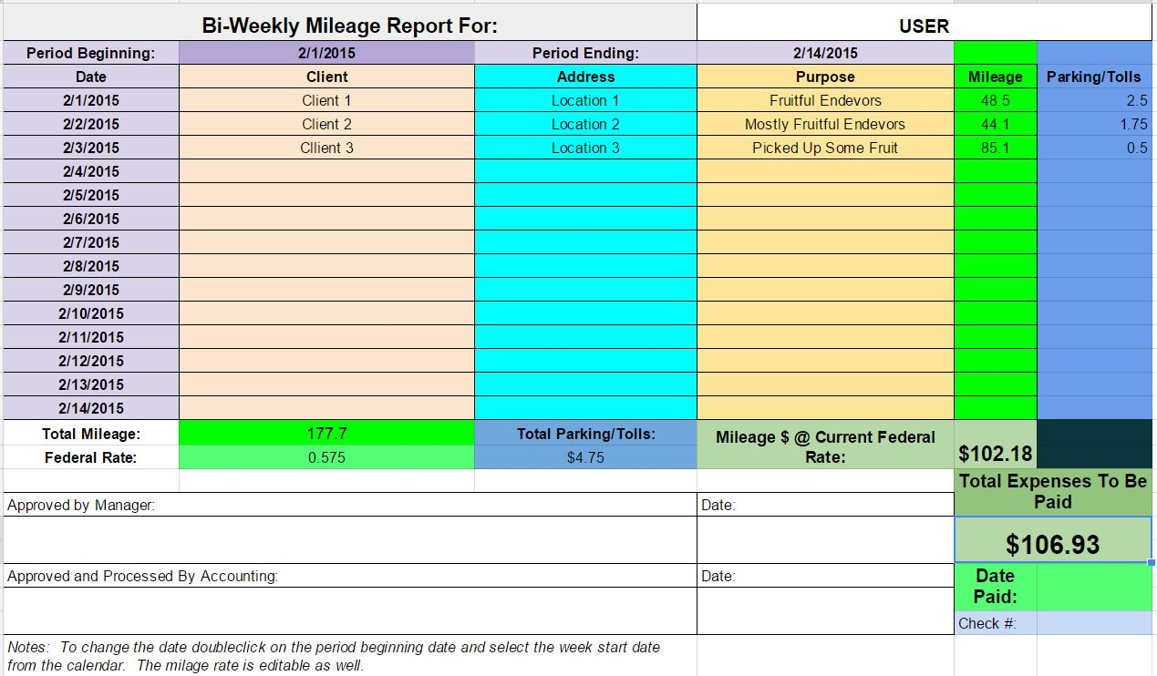 Google Spreadsheet Sign In Throughout Biweekly Mileage Report Created 