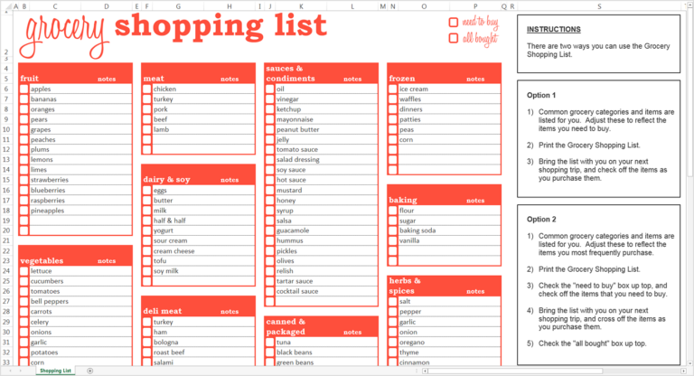 Grocery Budget Spreadsheet pertaining to How To Use The Grocery Shopping List Savvy Spreadsheets ...