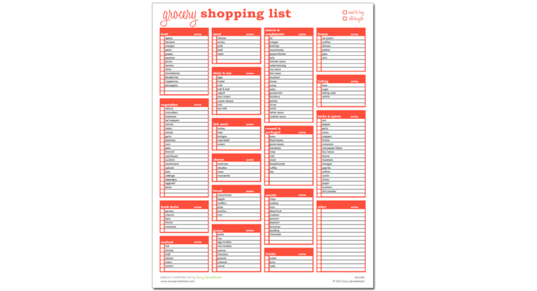 Grocery Spreadsheet Template inside Grocery Shopping List Excel Template Savvy Spreadsheets — db ...