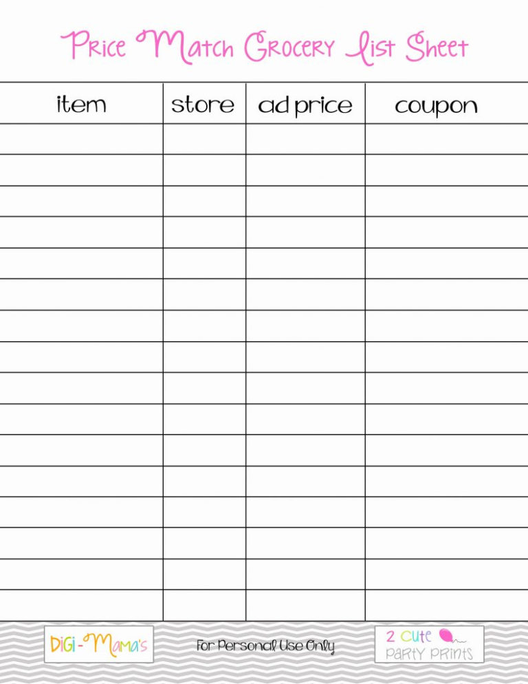 Grocery Spreadsheet with Grocery Price Comparison Spreadsheet ...
