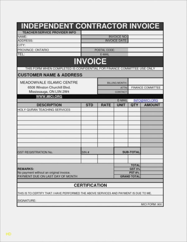 Gst Spreadsheet Template Australia in Contractor Invoice Template Gst ...