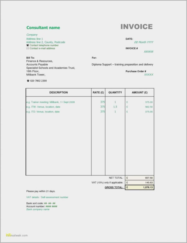Gst Spreadsheet Template Australia in Invoice Template For Contractor ...