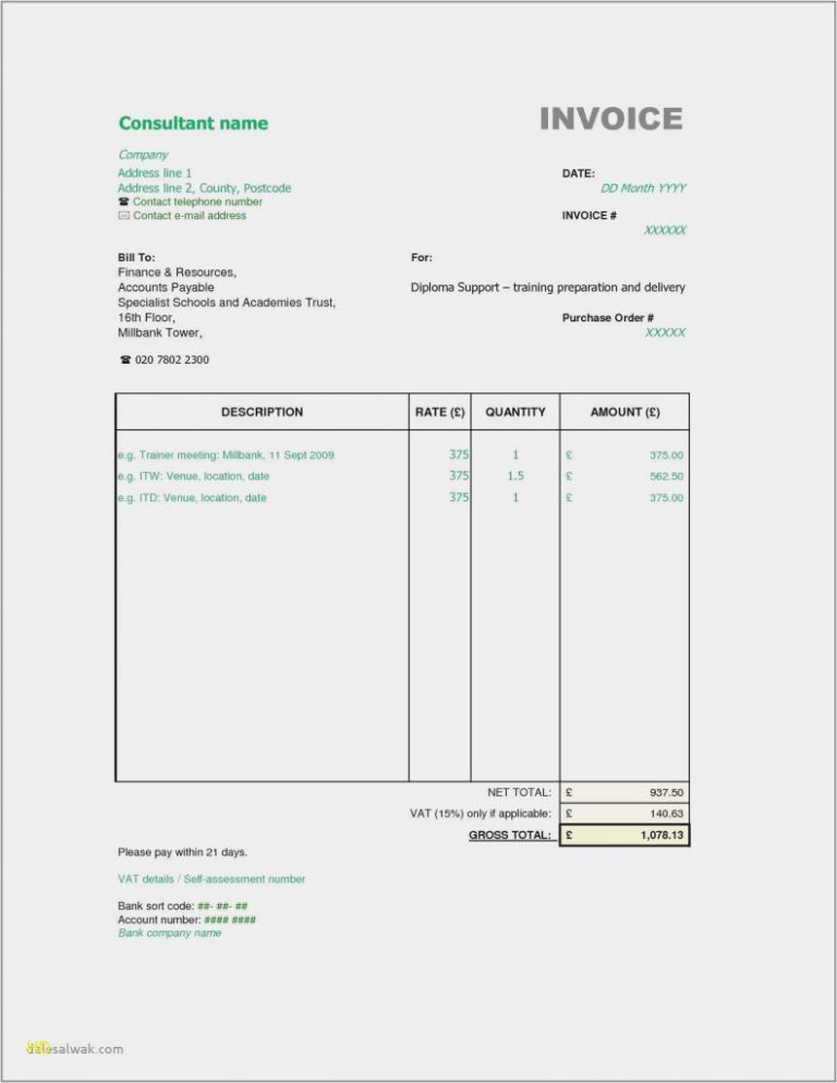 Gst Spreadsheet Template Australia in Invoice Template For Contractor ...
