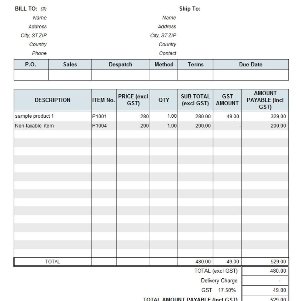 12 Excel Invoice Template Gst Excel Templates Excel Templates Vrogue