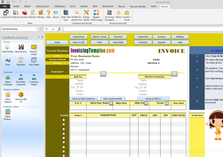 Gst Spreadsheet Template Canada within Gst And Pst Invoice Template ...