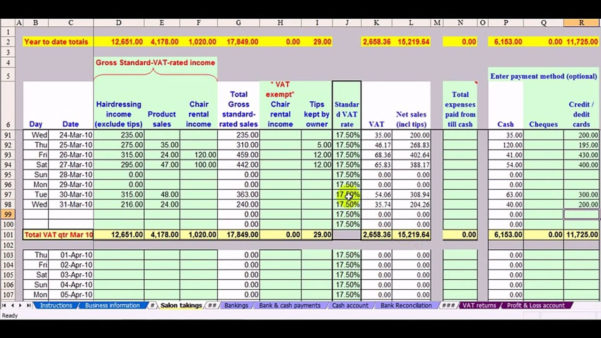 Hairdresser Bookkeeping Spreadsheet — db-excel.com