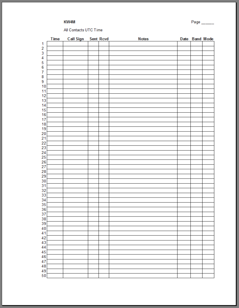 Ham Radio Logging Excel Spreadsheet — db-excel.com