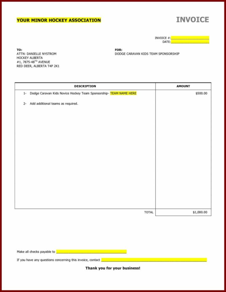 Hockey Team Budget Spreadsheet inside Free Downloadable Invoice ...