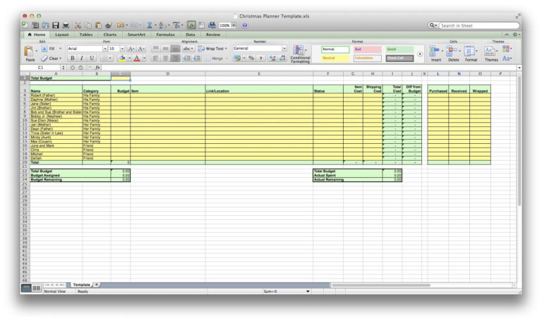 Holiday Spreadsheet — db-excel.com