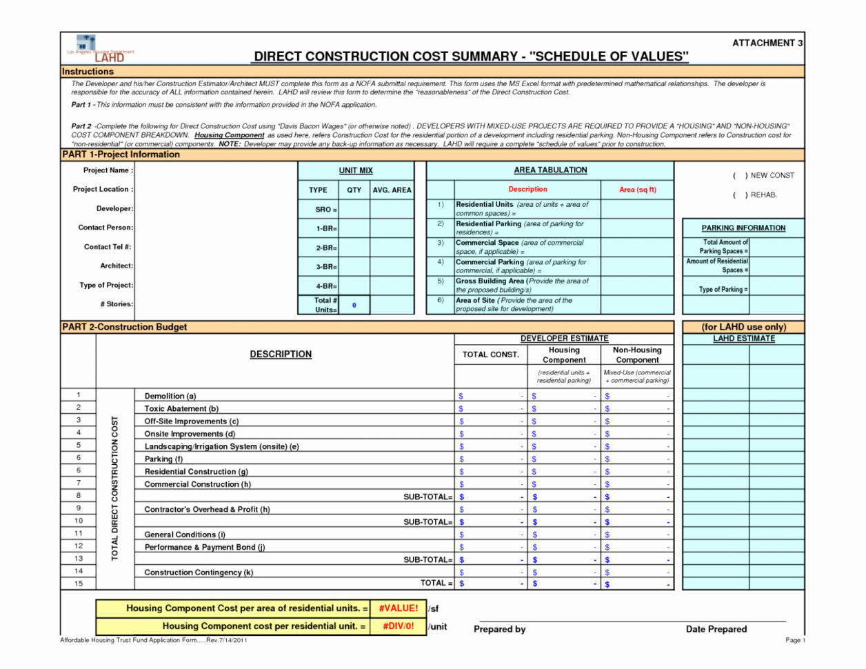 Home Building Cost Breakdown Spreadsheet with Construction Cost ...