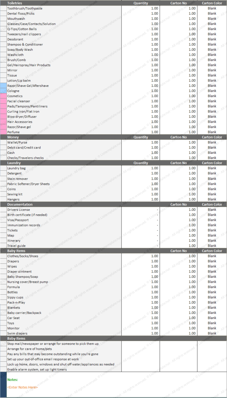 House Move Checklist Spreadsheet within Home Moving Inventory Or Packing List Template — db ...