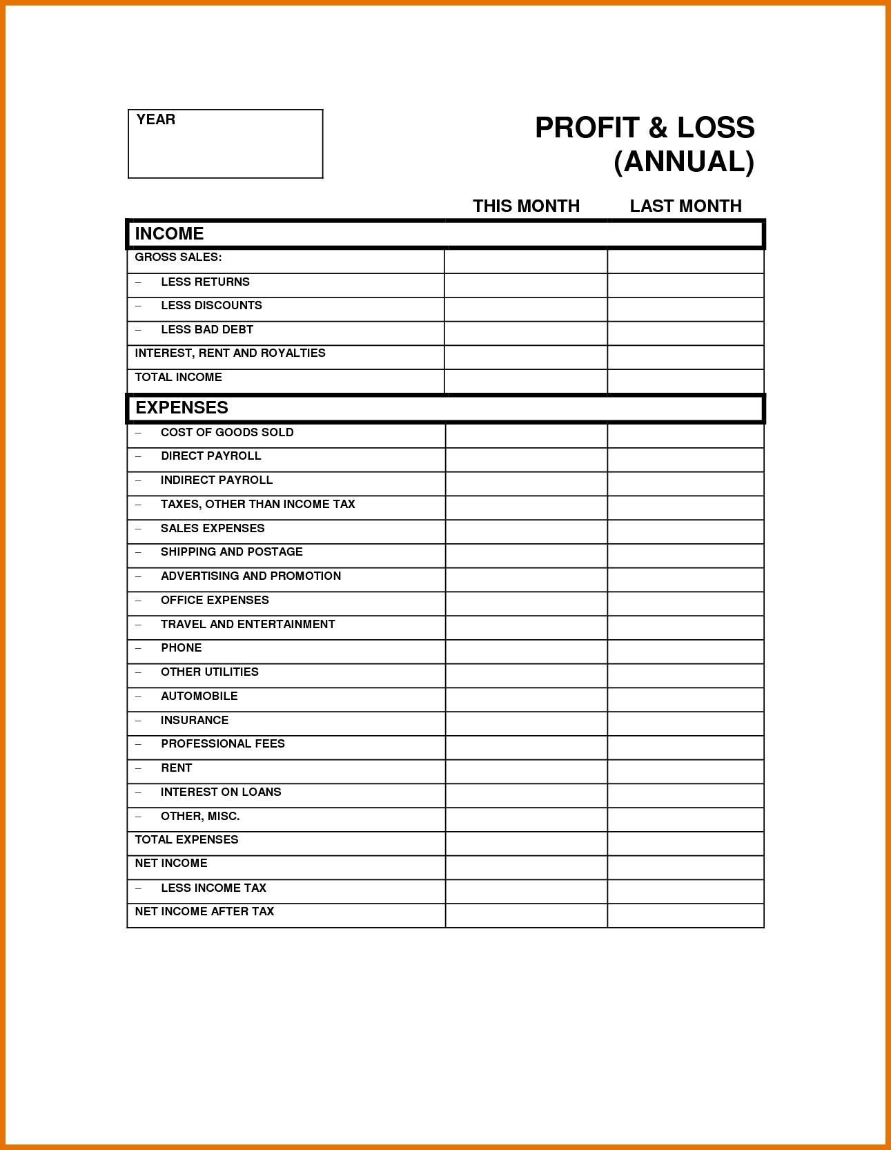 How To Make A Profit And Loss Spreadsheet Regarding Simple Monthly 