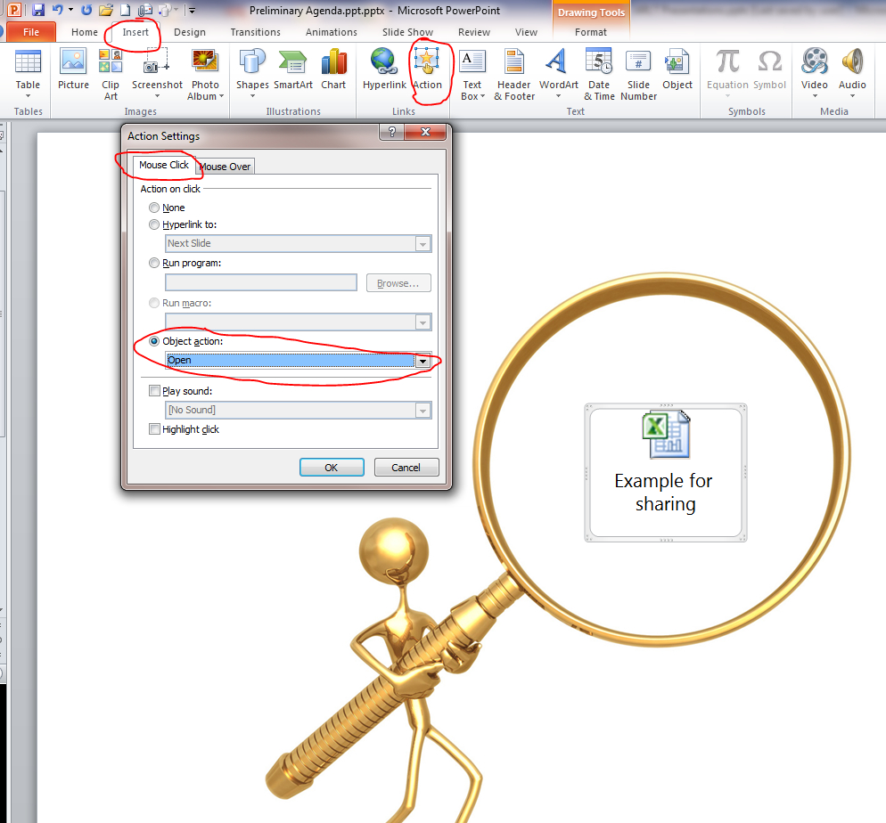 How To Open Spreadsheet For Open An Embedded Excel File During A Slide 