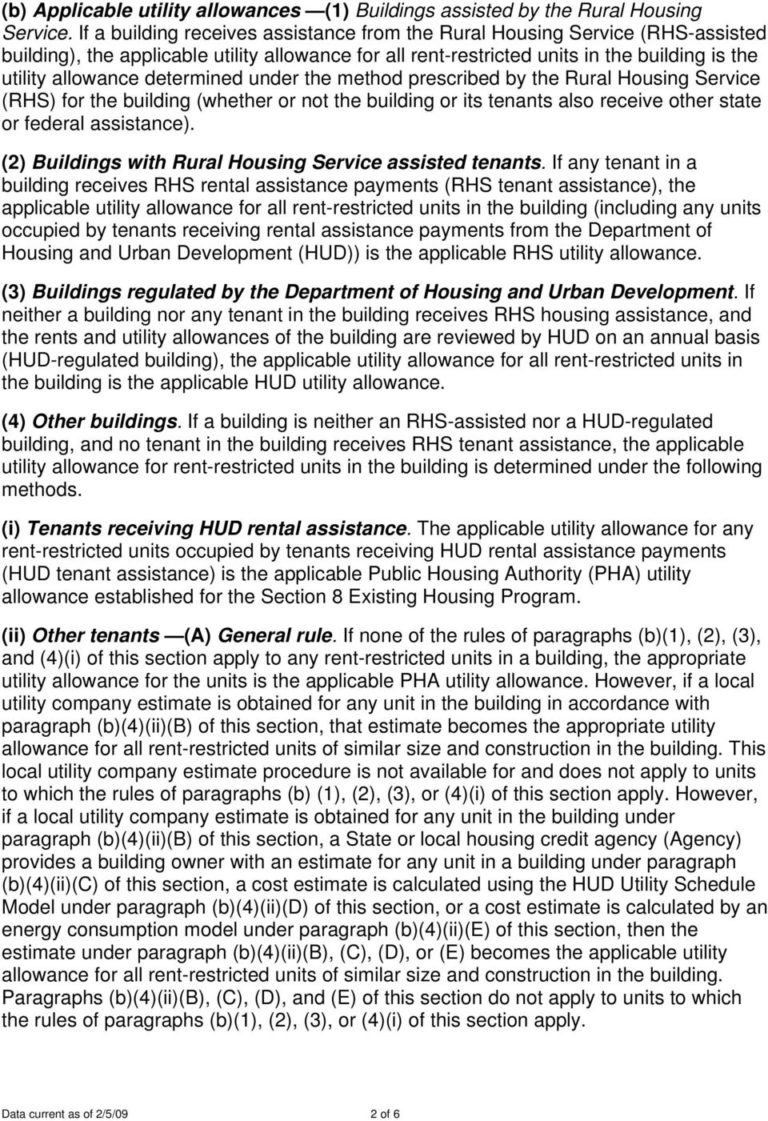 Hud Utility Allowance Spreadsheet intended for Low Income Housing Tax ...