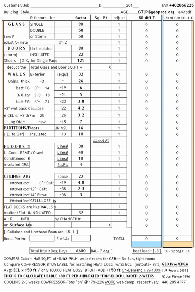 Hvac Load Calculation Spreadsheet In Hvac Load Calculation Spreadsheet