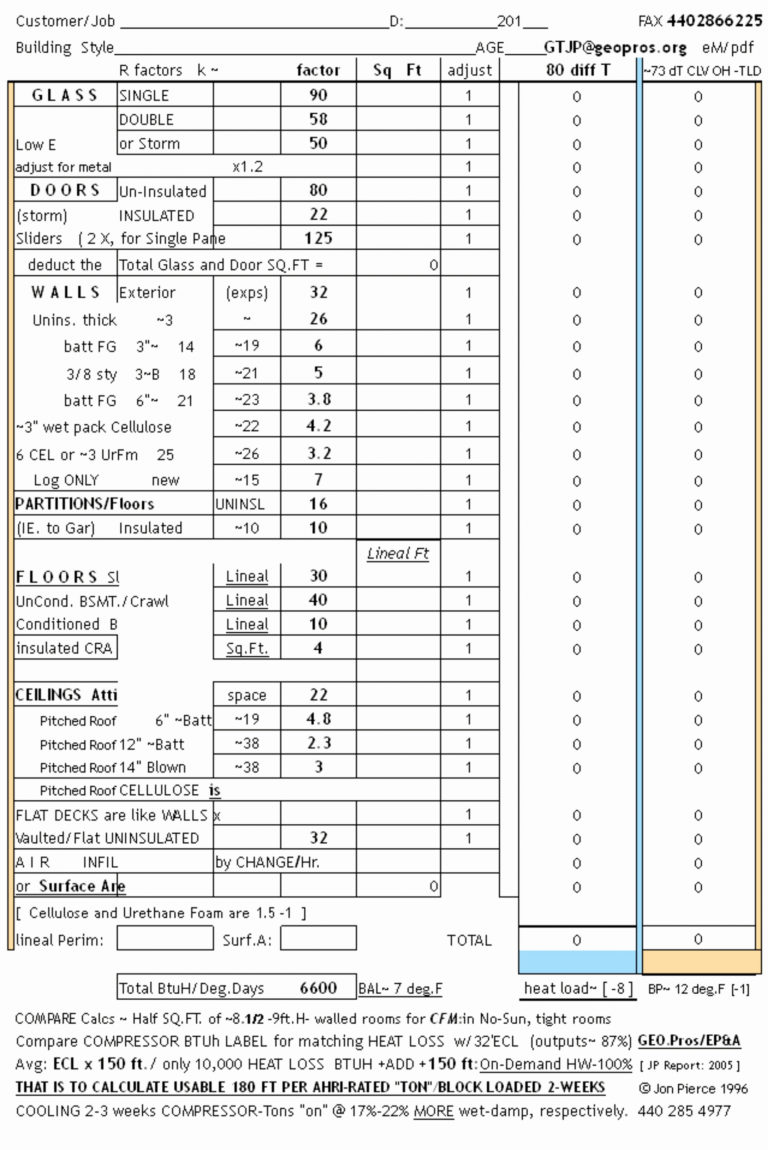 Hvac Load Calculation Spreadsheet in Hvac Load Calculation Spreadsheet ...