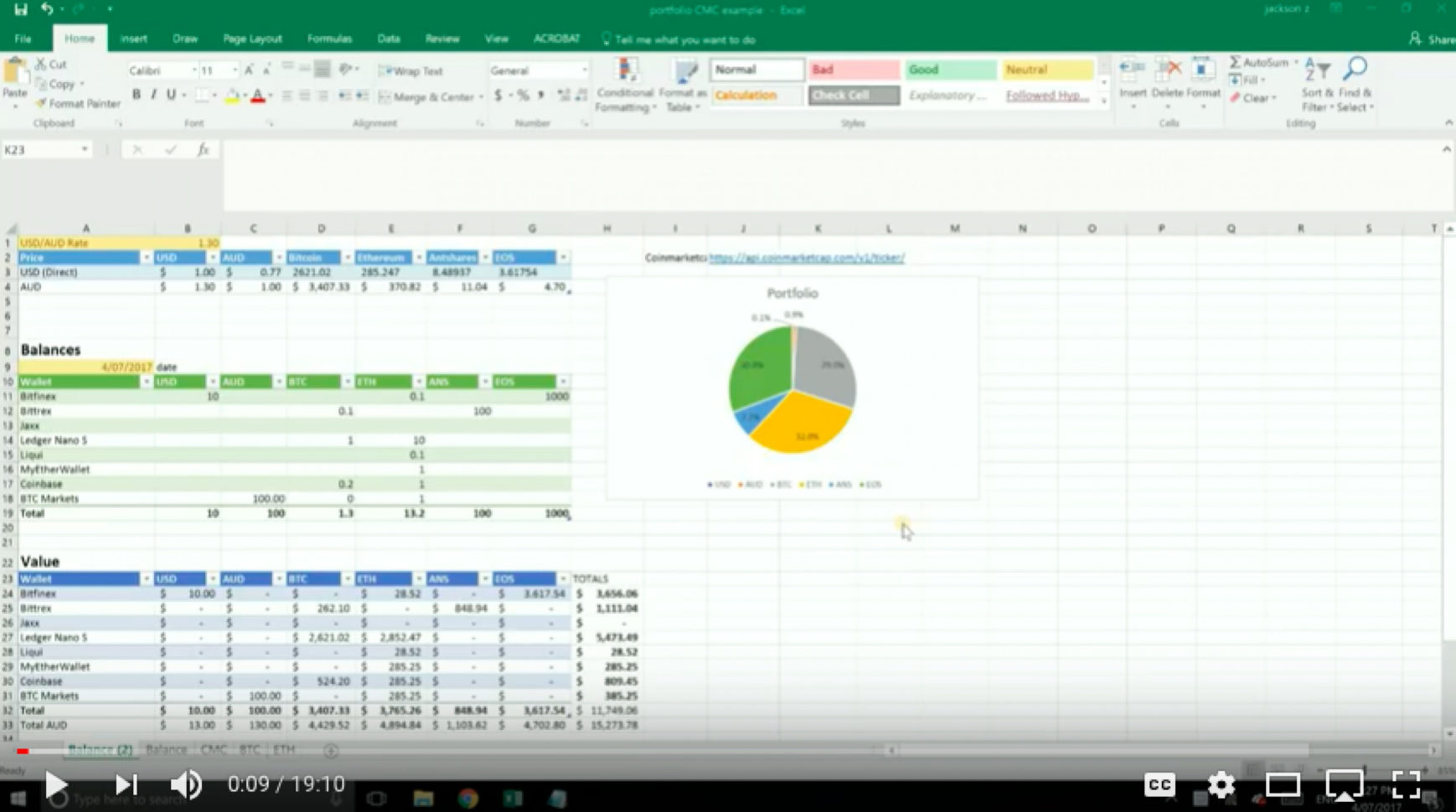 Ico Investing Spreadsheet with Tutorial: Auto Updating Cryptocurrency Portfolio On Excel — db ...