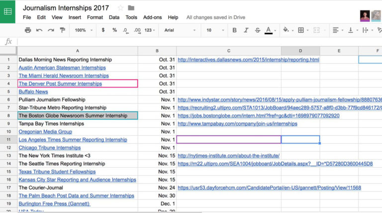 Internship Spreadsheet — db-excel.com