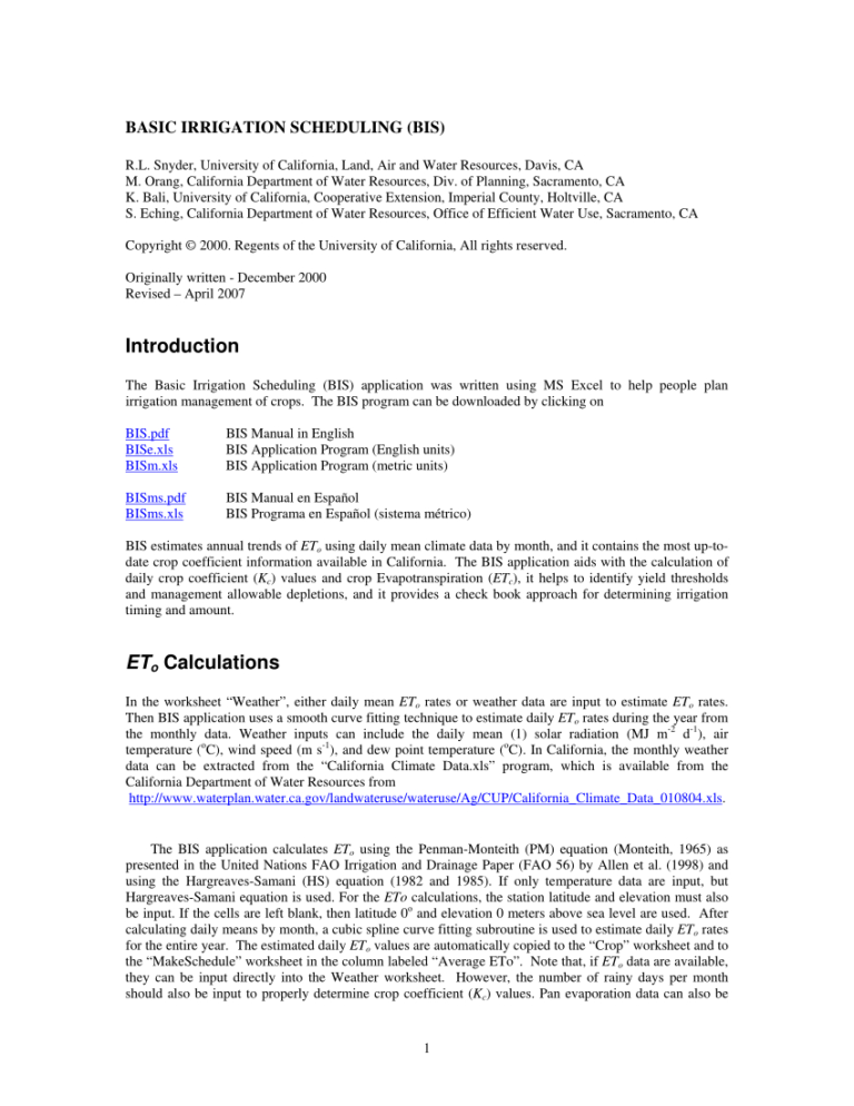 Irrigation Schedule Spreadsheet pertaining to Pdf Basic Irrigation ...