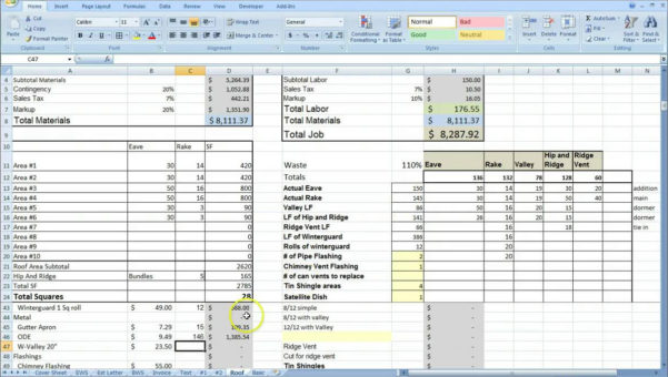 Labor And Material Cost Spreadsheet — db-excel.com
