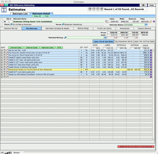 Labor And Material Cost Spreadsheet Throughout 360 Difference Estimating 360 Difference 2018 ...