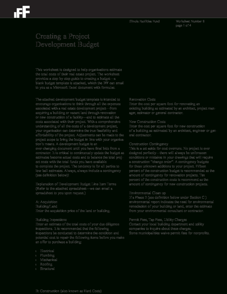 Land Development Cost Spreadsheet — db-excel.com