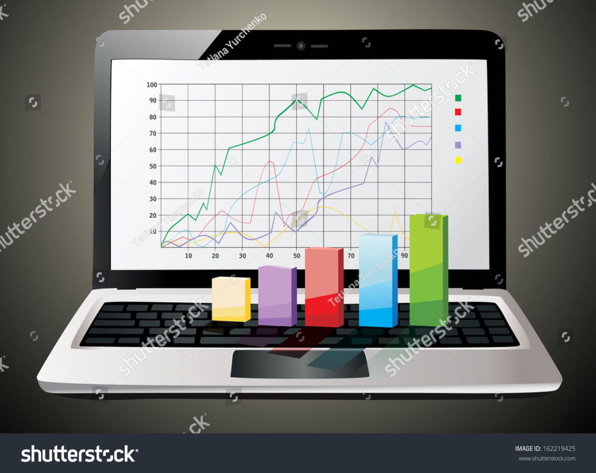 Laptop Spreadsheet throughout Laptop Showing Spreadsheet Some 3 D ...