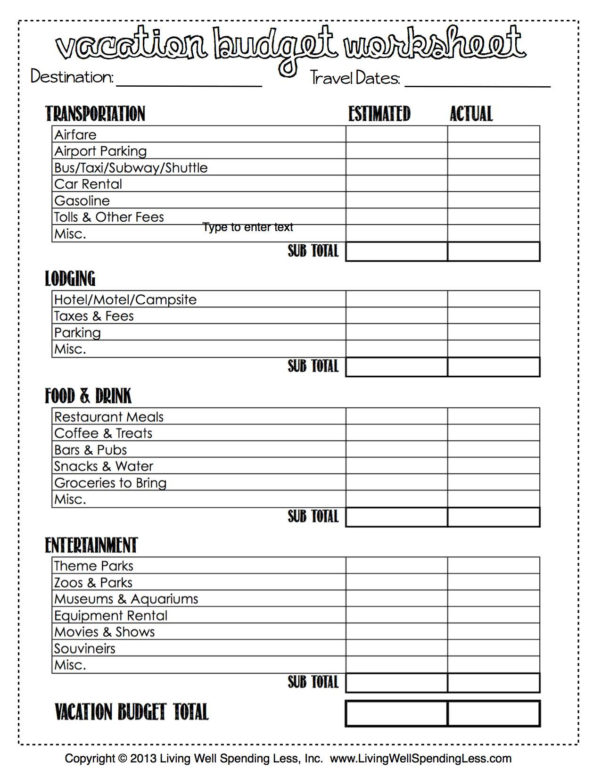 Living Budget Spreadsheet for Budget Worksheet Examples Free Printable ...