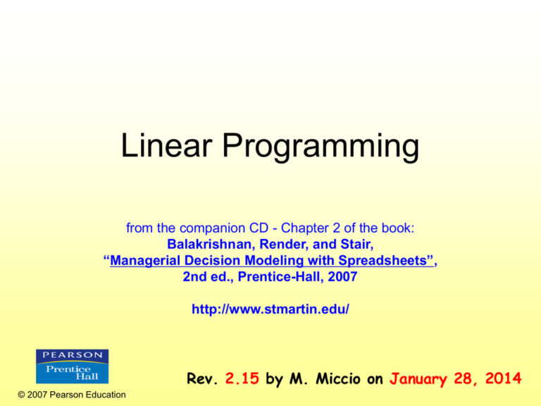 Managerial Decision Modeling With Spreadsheets 2Nd Edition — db-excel.com