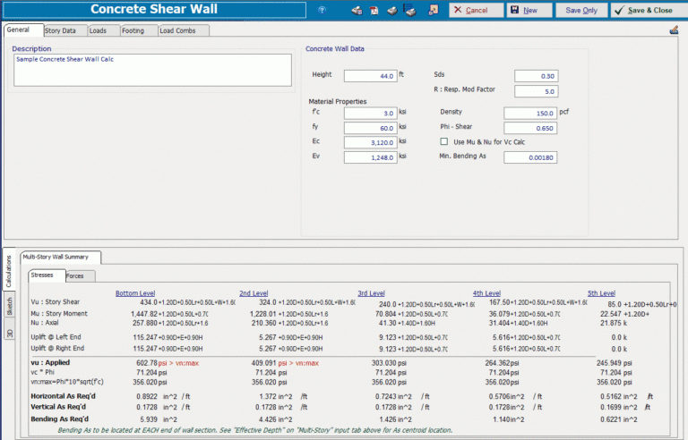 Masonry Shear Wall Design Spreadsheet in Calculation Modules > Shear ...