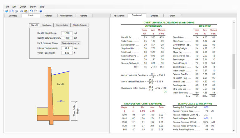 Masonry Shear Wall Design Spreadsheet with Cantilever Pile Support ...