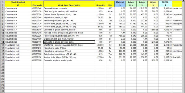 Material Takeoff Spreadsheet Spreadsheet Download construction material ...