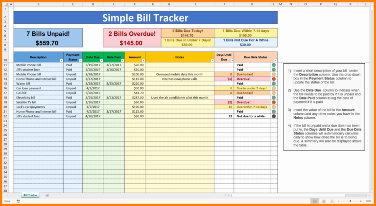 Medical Expense Tracker Spreadsheet in 6+ Bill Tracker Spreadsheet Credit Spreadsheet — db-excel.com