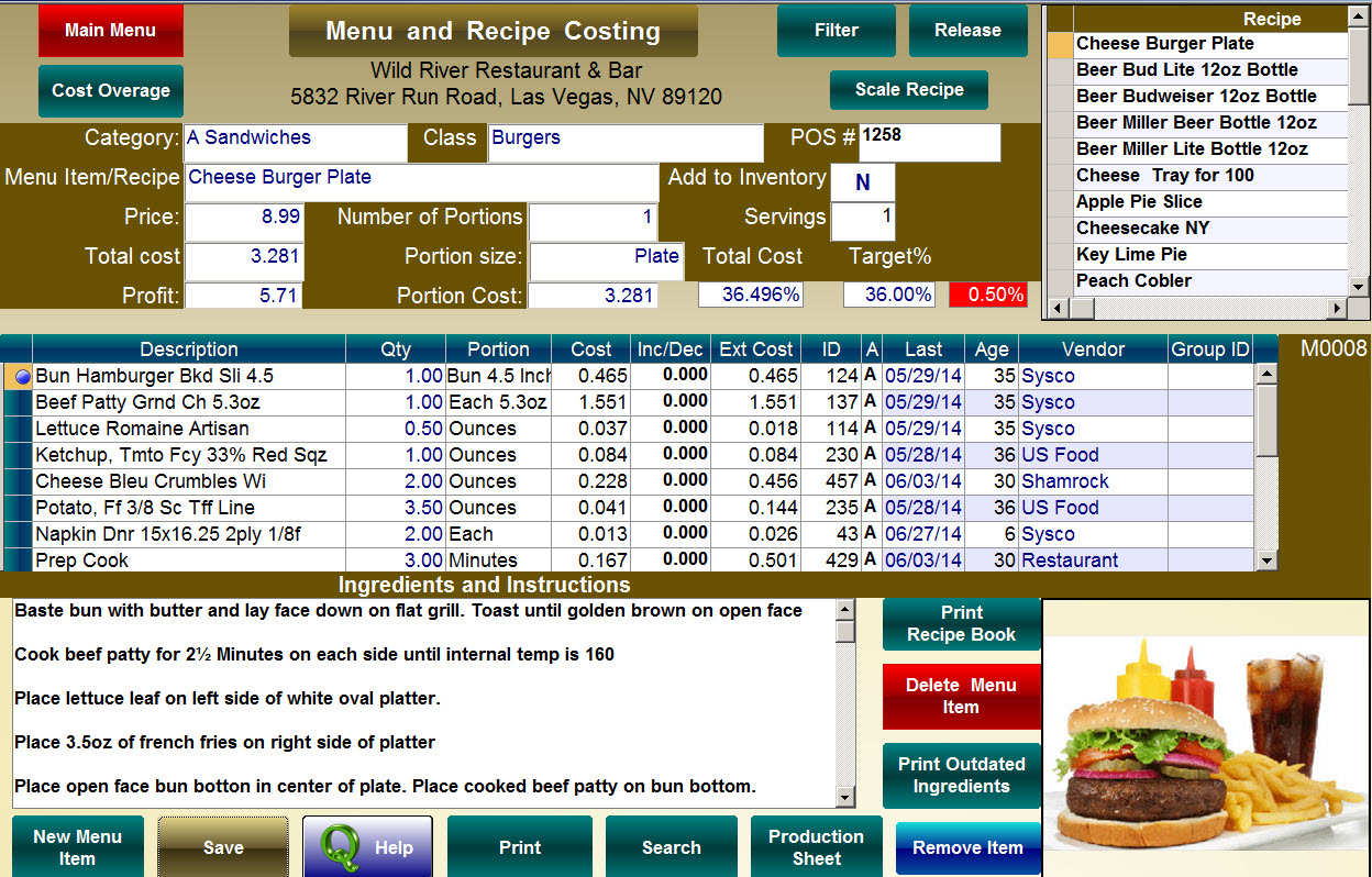 Menu Recipe Cost Spreadsheet Template In Food Cost Calculator For Menu Recipe Cost Spreadsheet Template In Food Cost Calculator For