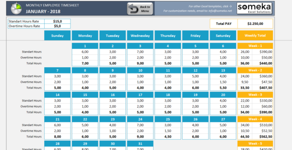 Monthly Timesheet Excel Spreadsheet — db-excel.com