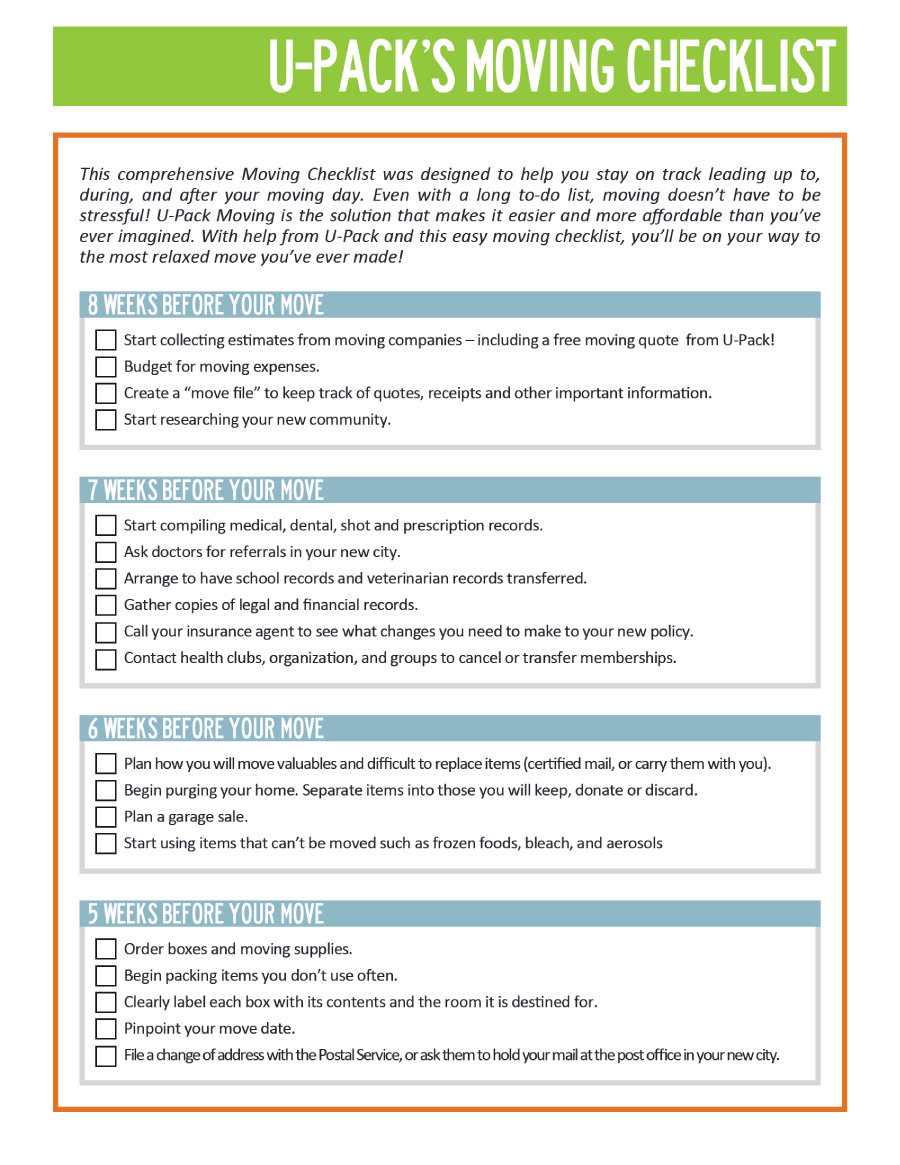 Moving Checklist Spreadsheet With 45 Great Moving Checklists Checklist