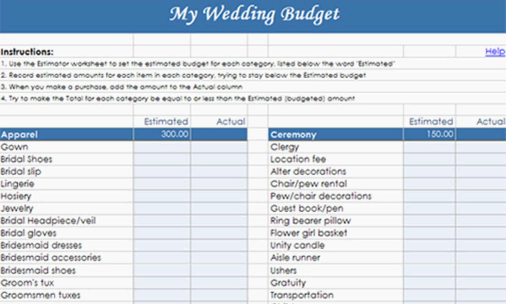My Budget Spreadsheet Pertaining To Destination Wedding Budget 