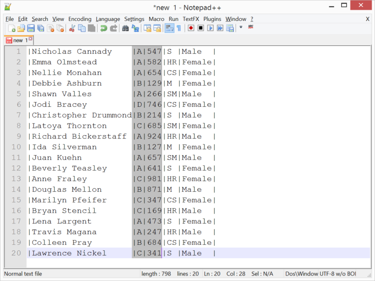 Notepad Spreadsheet with Edit Columns In Notepad++ With Textfx Plugin ...