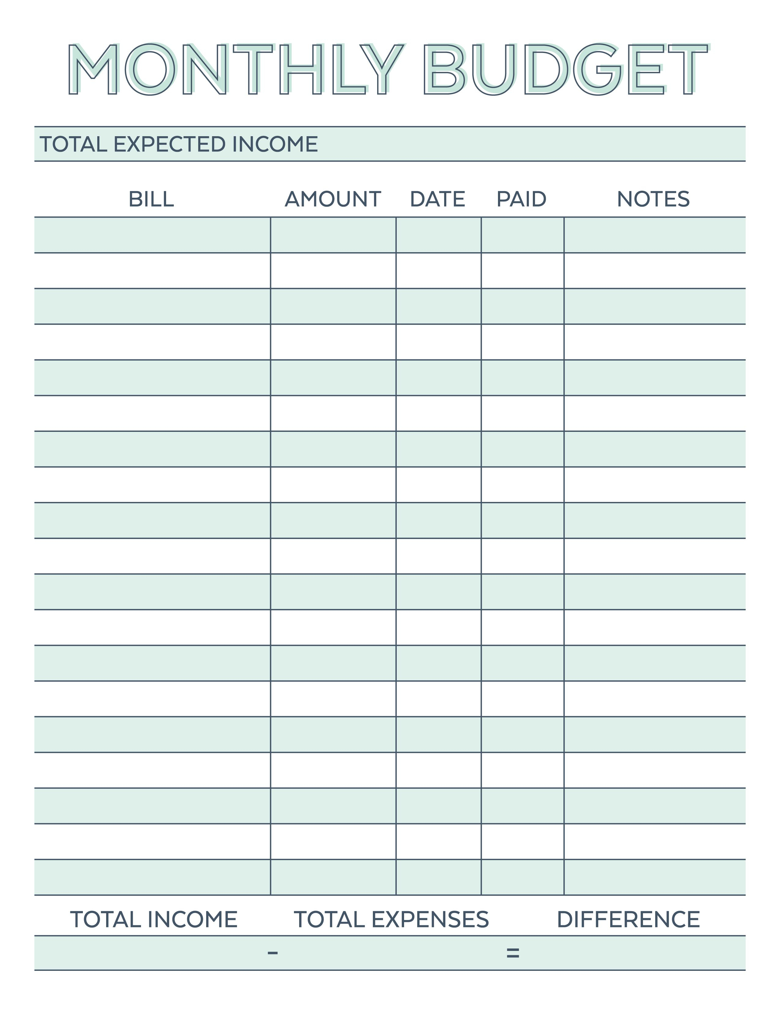 Online Monthly Budget Spreadsheet Throughout Printable Monthly Budget 