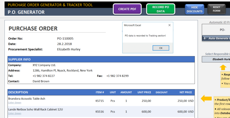 Open To Buy Spreadsheet Example inside Purchase Order Template Excel Po ...