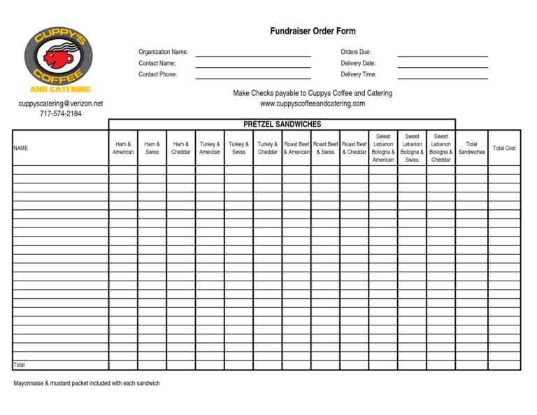 Order Spreadsheet pertaining to Fundraising Spreadsheet Template ...