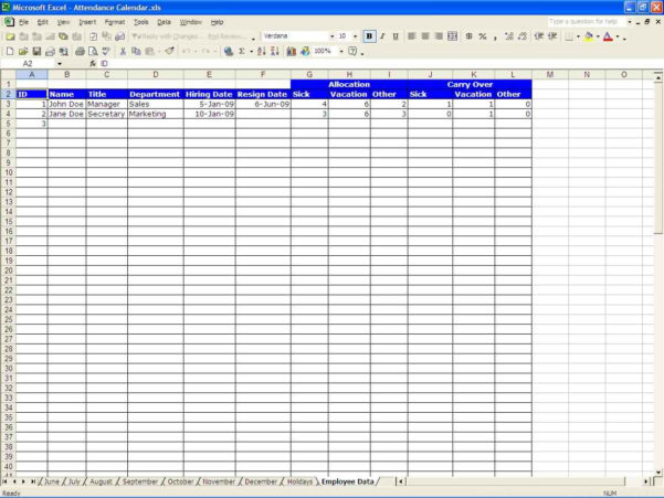 Paid Time Off Tracking Excel Spreadsheet inside Employee Paid Time Off ...