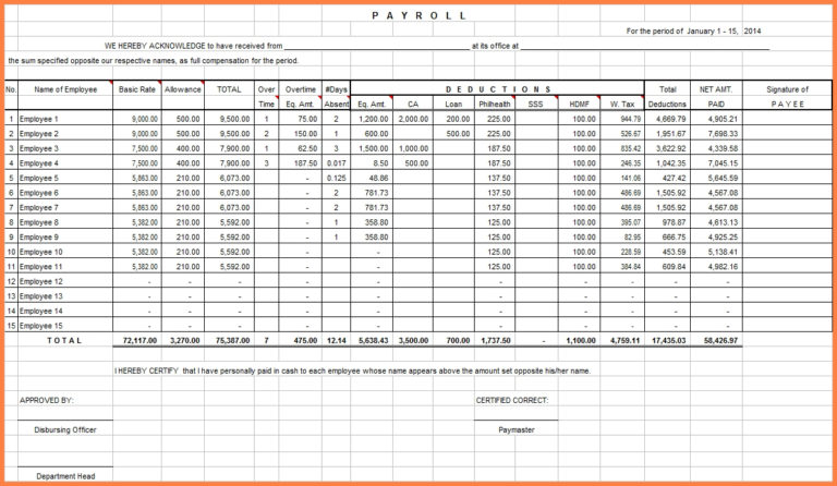 Payroll Spreadsheet Excel — db-excel.com