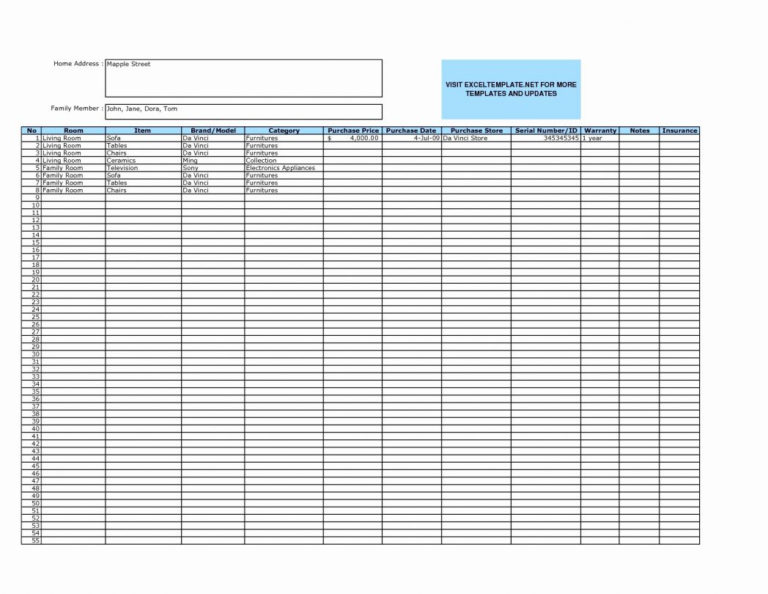 Personal Asset Inventory Spreadsheet — db-excel.com