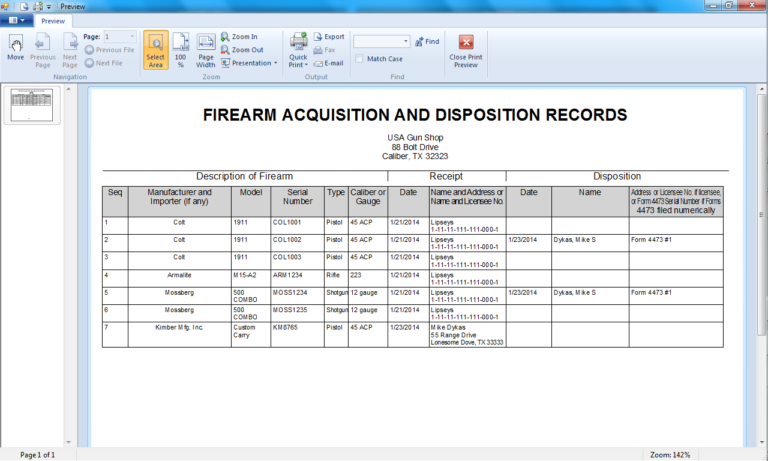 Personal Firearm Record Spreadsheet regarding Printable Firearms Record ...
