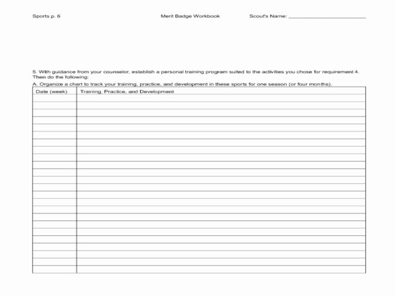 Personal Management Merit Badge Excel Spreadsheet intended for Bsa ...