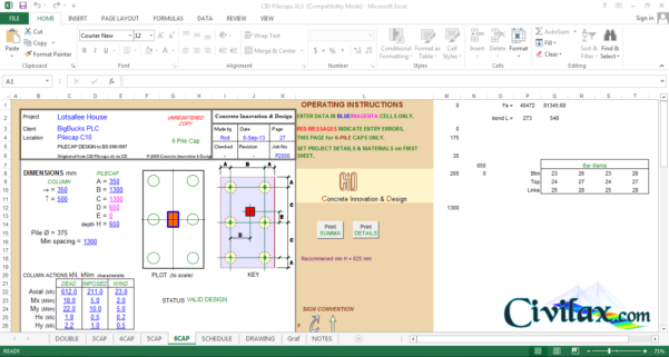 Pile Cap Design Spreadsheet in Pile Cap Design Spreadsheet To Bs 8110: ...