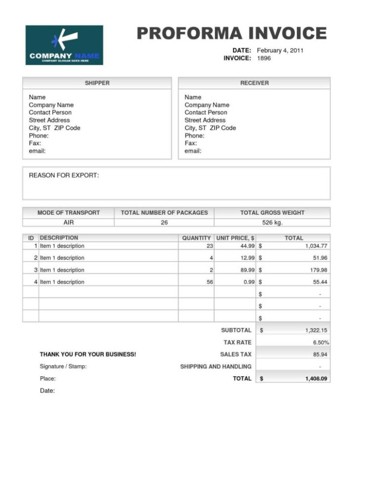 Pro Forma Spreadsheet in Free Download Of Invoice Template And Proforma Invoice Format For — db ...