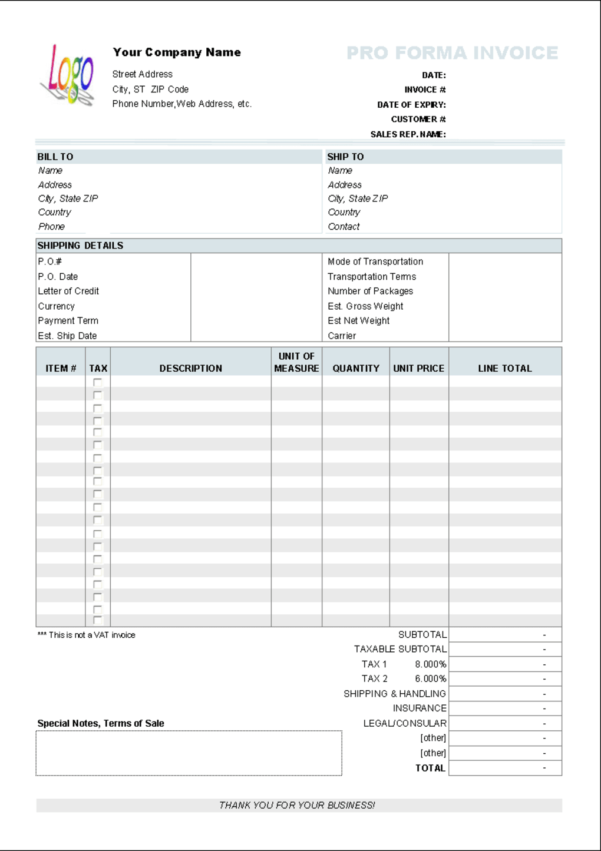 Pro Forma Spreadsheet regarding Free Proforma Invoice Template Download ...